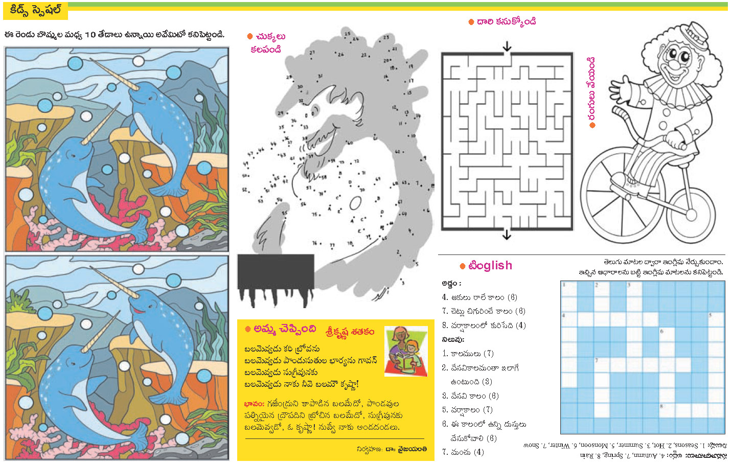 TELUGU BASHA: Telugu kIDS Special - PUZZLES, GK, FUN GAMES, STORIES, TIPS