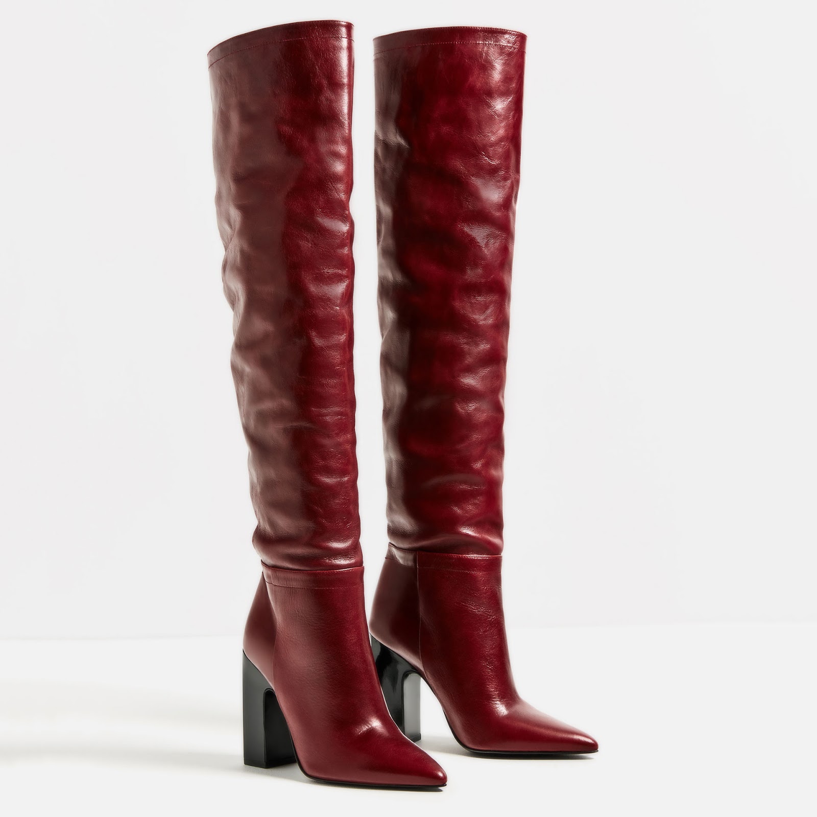 ZARA: Bota Couro Cano Alto - ZAREAR