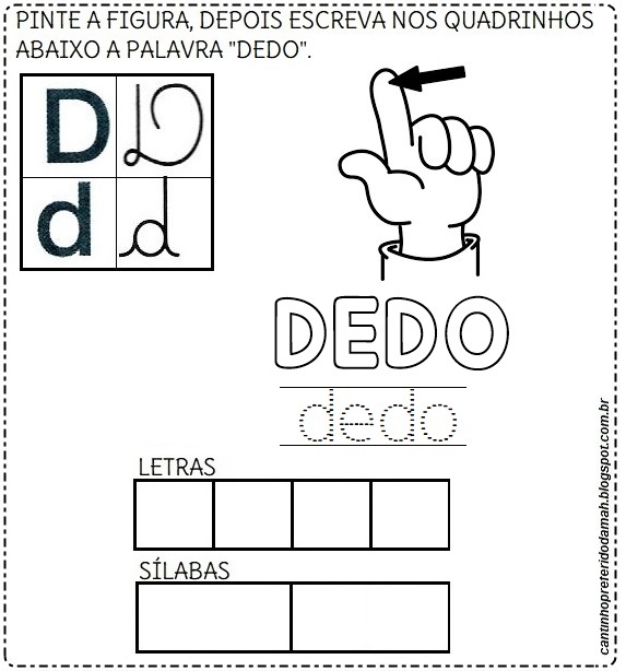 Meu Cantinho Preferido: Letra D - dedo