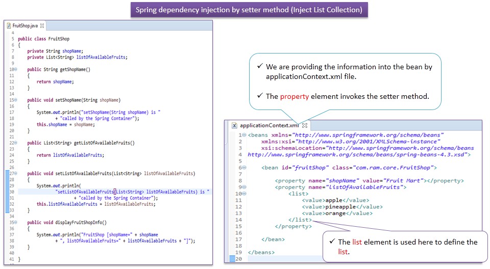 Java Ee How To Inject List Collection Using Spring Dependency