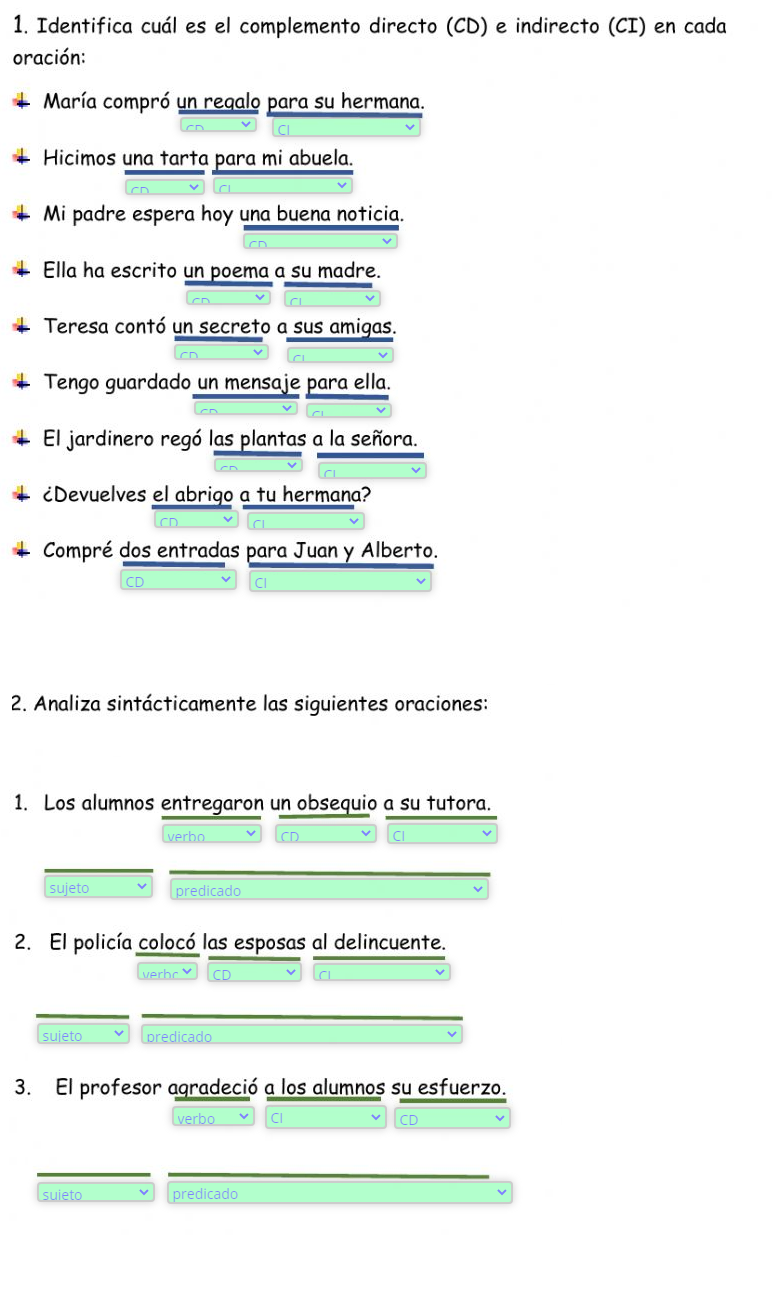 6ºA PRÍNCIPES DE ASTURIAS: FICHAS COMPLEMENTO DIRECTO E INDIRECTO ...