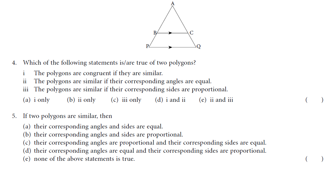 Multiple Choice Questions(Congruence and Similarity)) Learn Mathematics ...