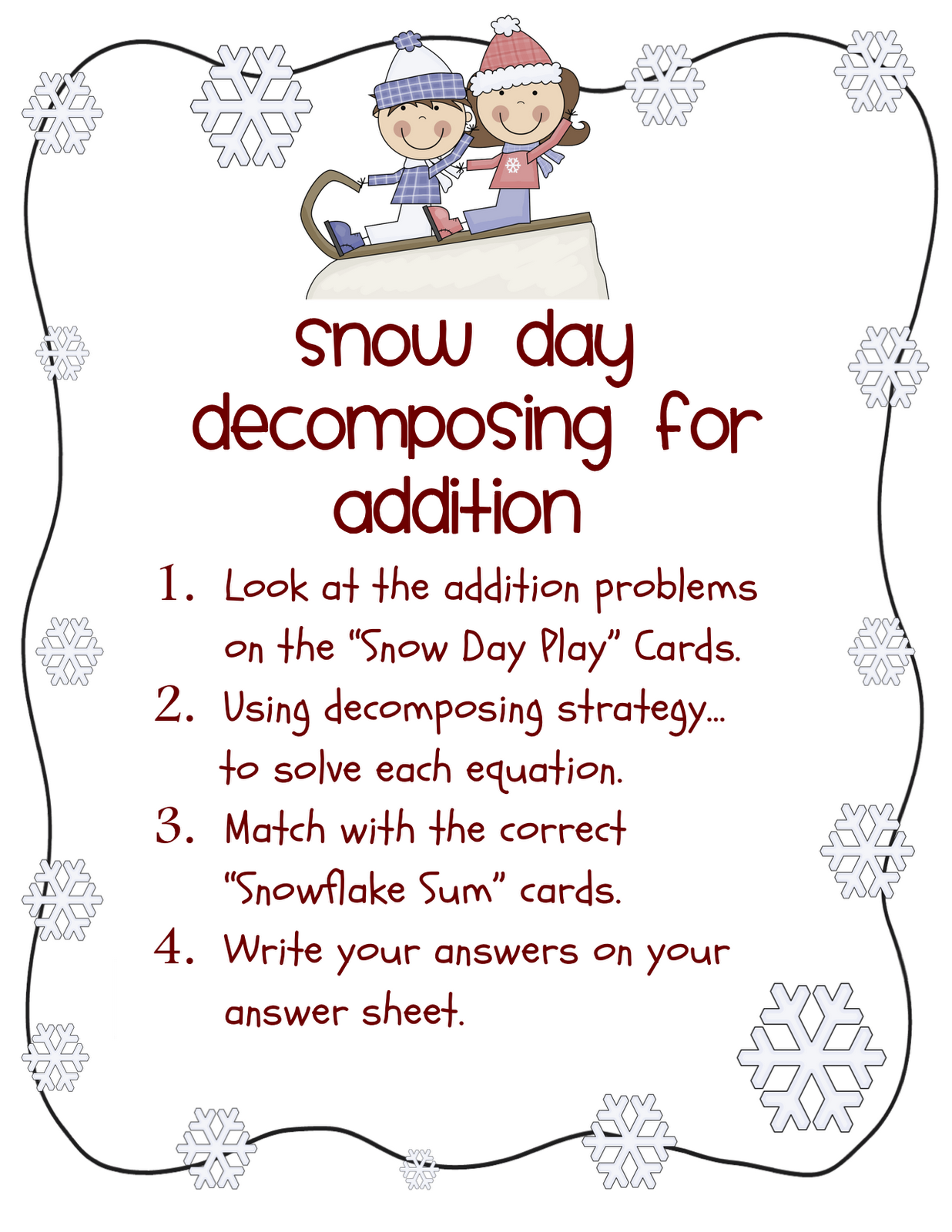 Sassy in Second: Let It Snow...Math and Literacy Centers!
