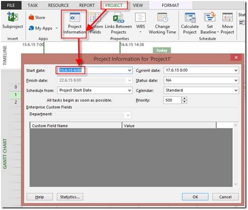 Thay đổi thời gian bắt đầu trong Microsoft Project ~ ĐÀM TÀI CAP