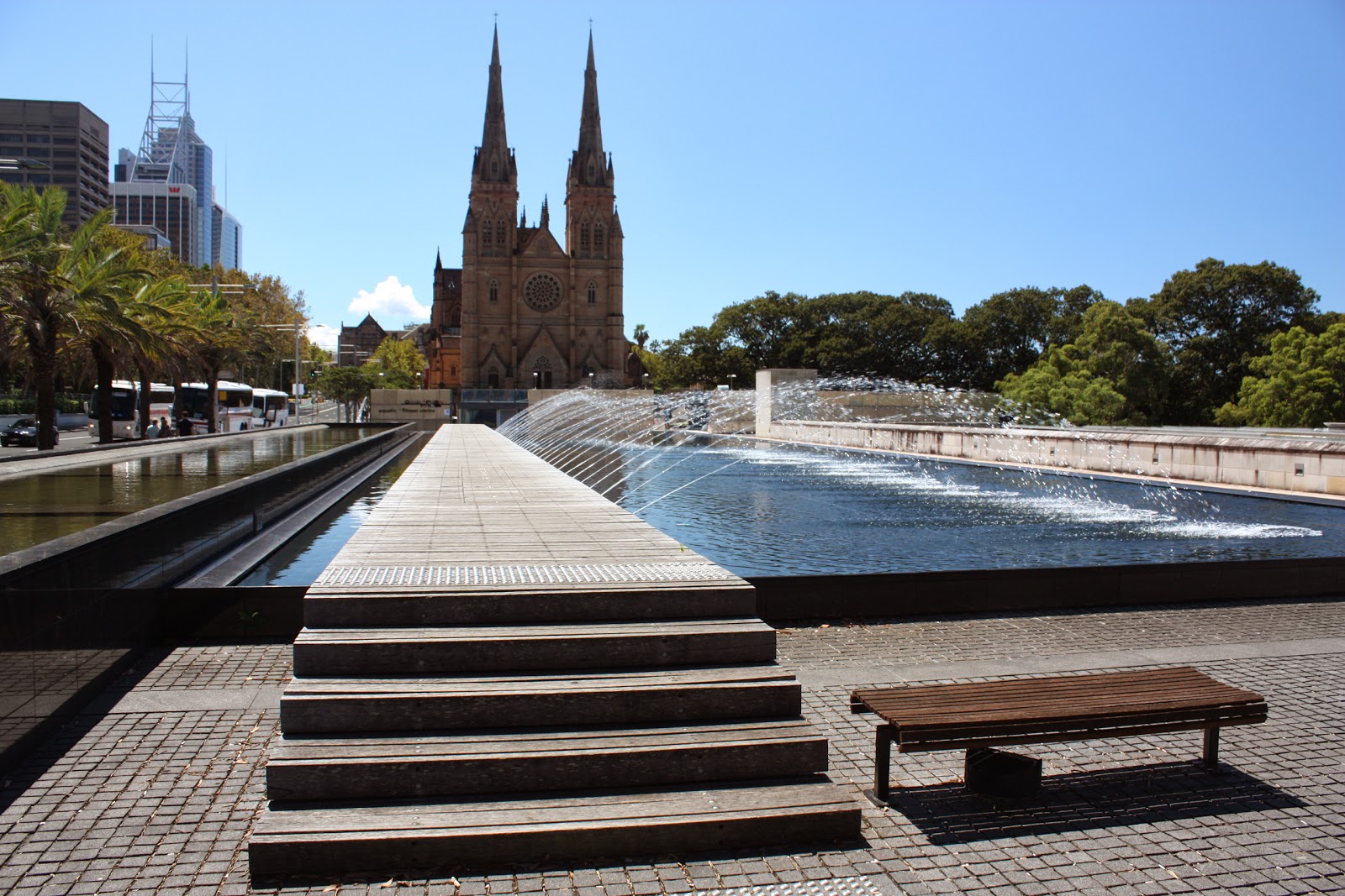 Sydney - City and Suburbs: St Mary's Cathedral, fountain