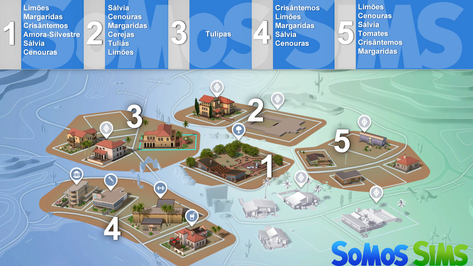 Lista Completa de Plantas Colecionáveis The Sims 4 Base + Mapas