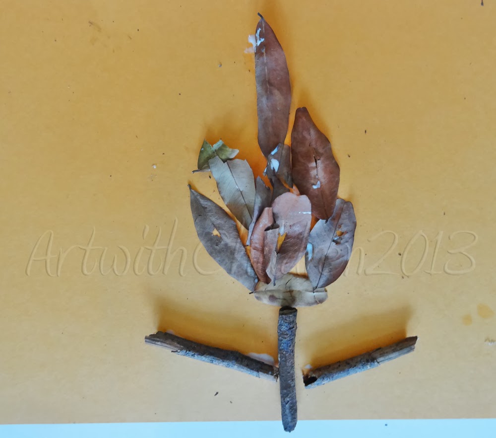Make a tree using twigs and leaves -Think-Pick-Create projects