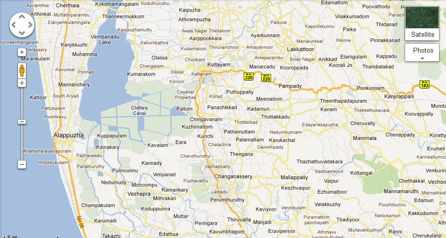 Houseboat Kerala Tourism: About Alleppey, Map and Destinations