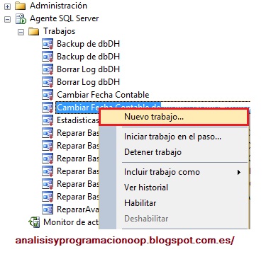 Análisis y Programación: Crear trabajos (Jobs) con SQL Server 2014