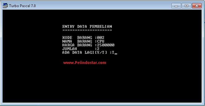 PROGRAM PEMBELIAN BARANG MENGGUNAKAN PASCAL - PeiStar