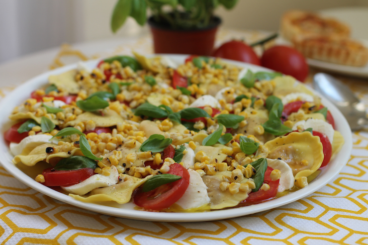 Food Lust People Love: Grilled Corn Ravioli Caprese Salad