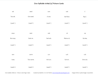 Testy yet trying: Initial S: Free Speech Therapy Articulation Picture Cards