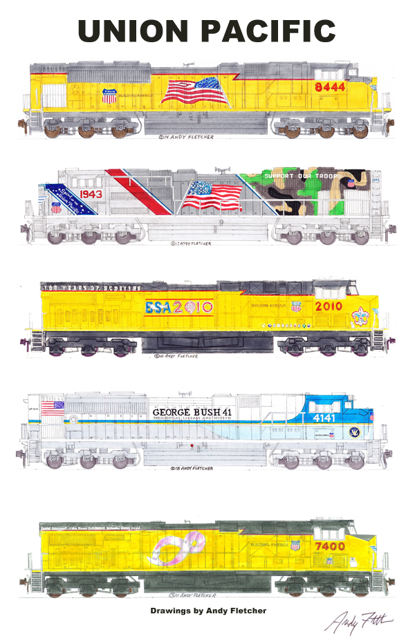 Andy Fletcher Blog-: Union Pacific Tribute Locomotives Poster by Andy ...