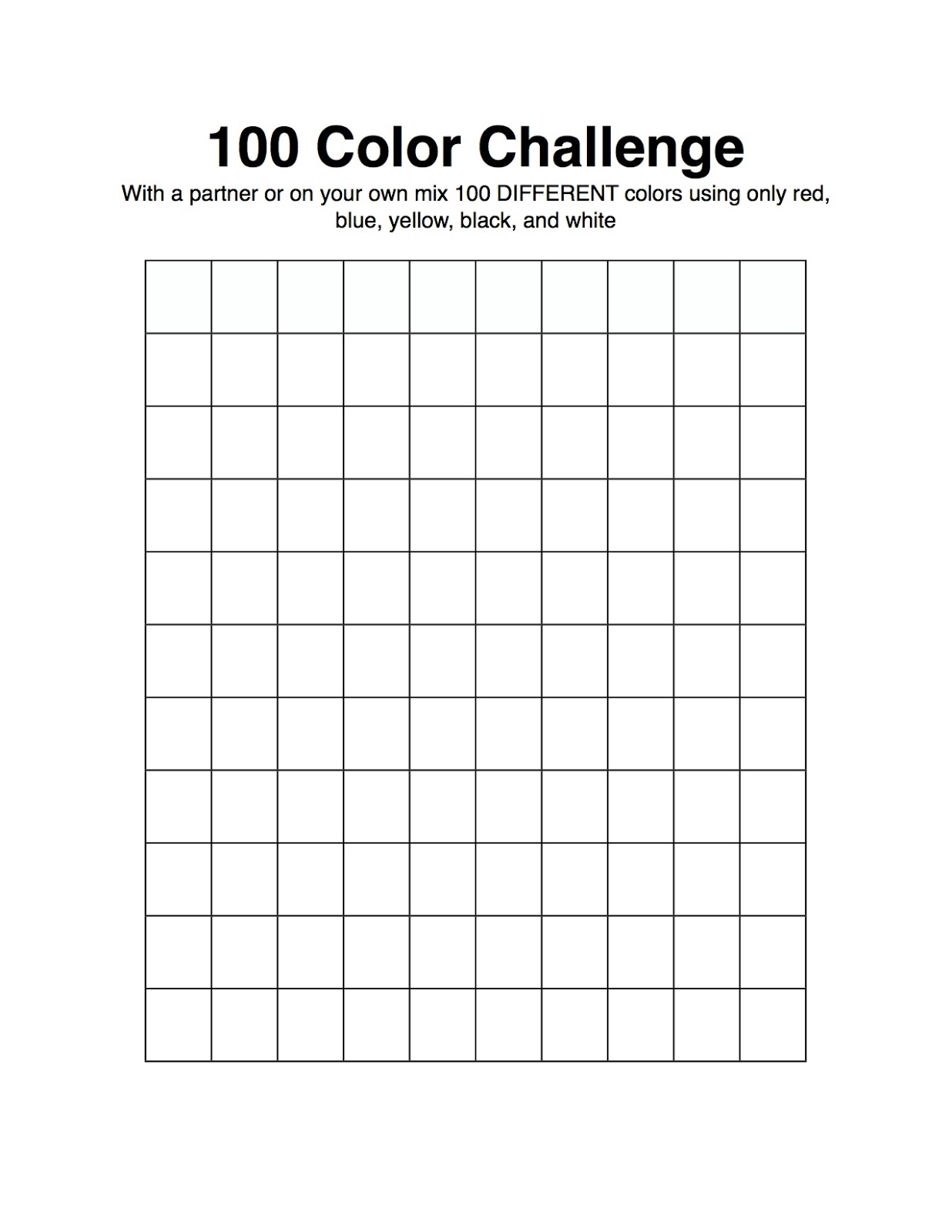 The Awakened Artist: A Choice-Based Art Classroom: 100 Color Challenge