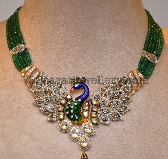 Peacock Diamond Pendant - Jewellery Designs