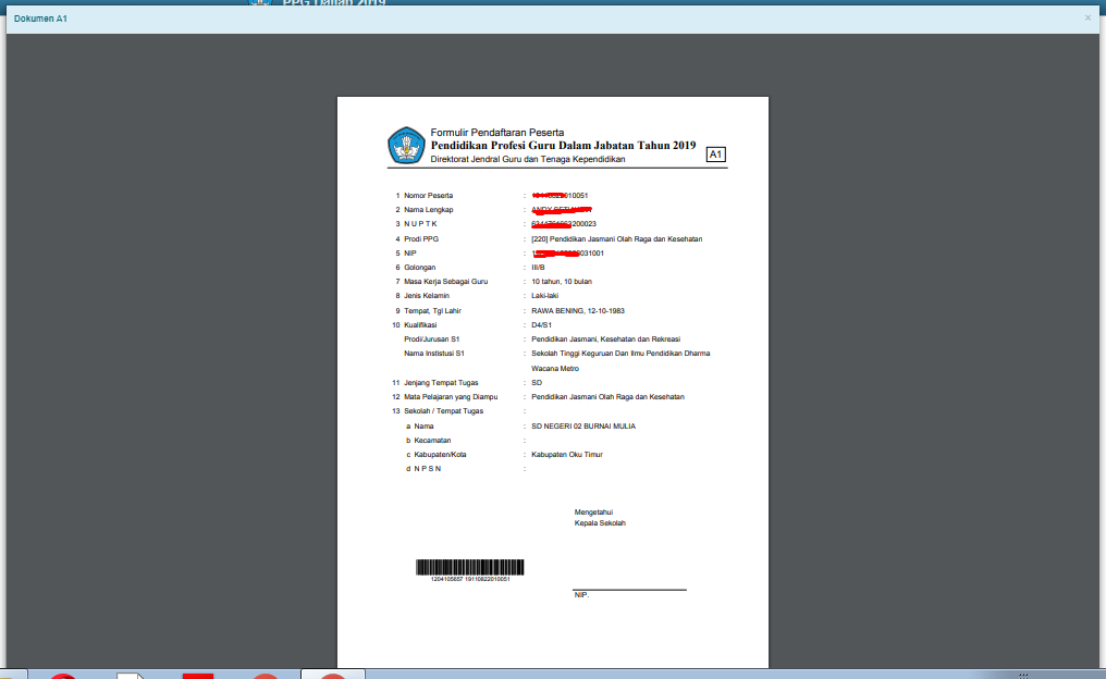 Cara Cetak Dokumen Form A1 dan Pakta Integritas PPG Dalam Jabatan Tahun ...