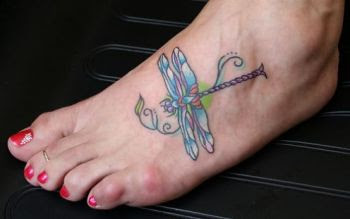 BLACK THINK TATTOO: Dragonfly tattoo on foot
