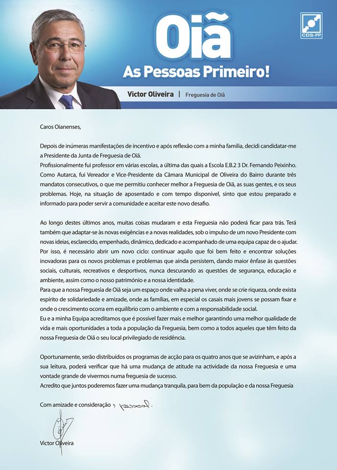 falemos sinceramente: VICTOR OLIVEIRA APRESENTA CARTA DE CANDIDATURA À ...