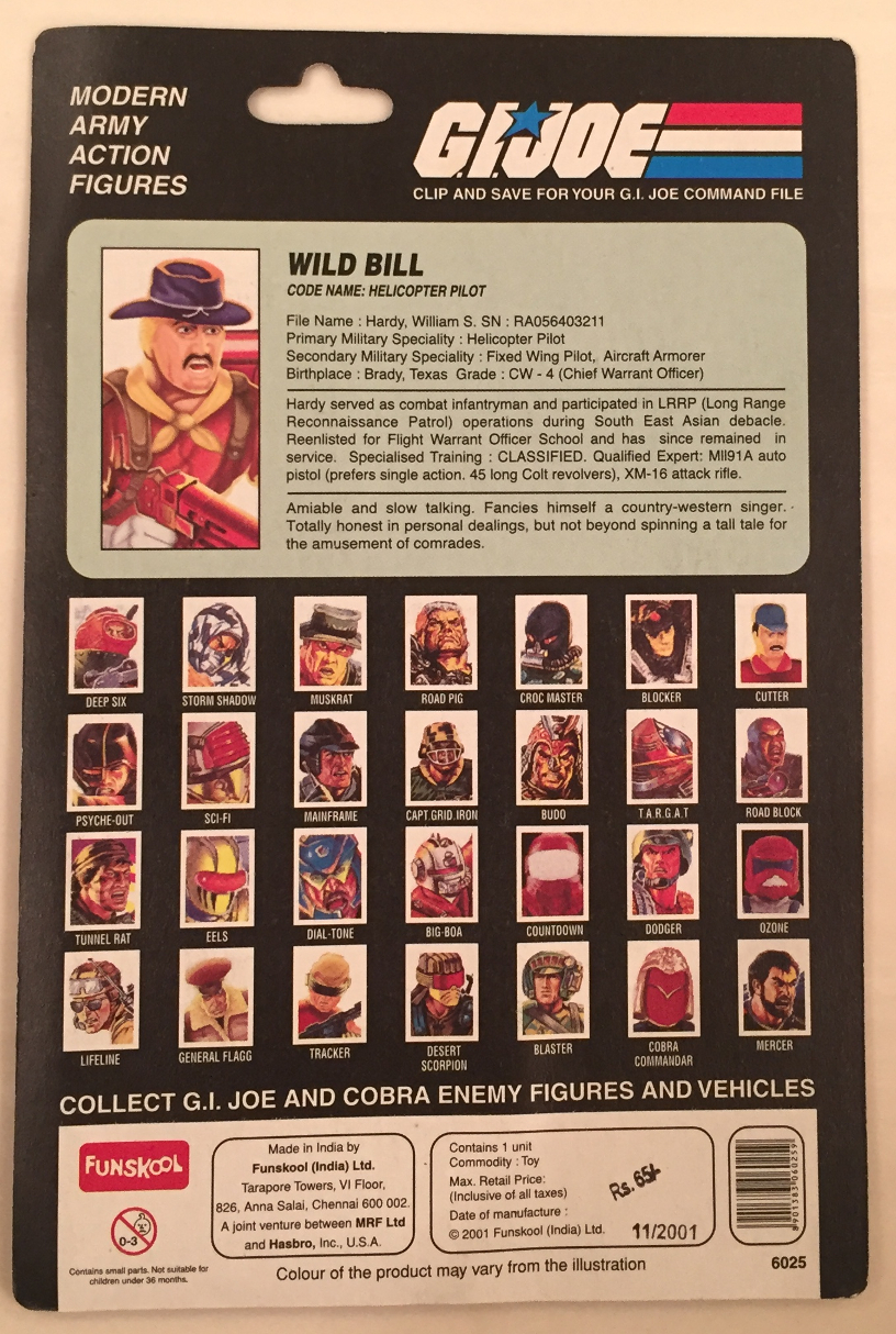 Forgotten Figures: Funskool Wild Bill Card Artwork