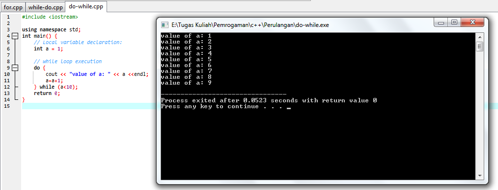 Perulangan for, while,dan do-while di C++ - Rizka Code