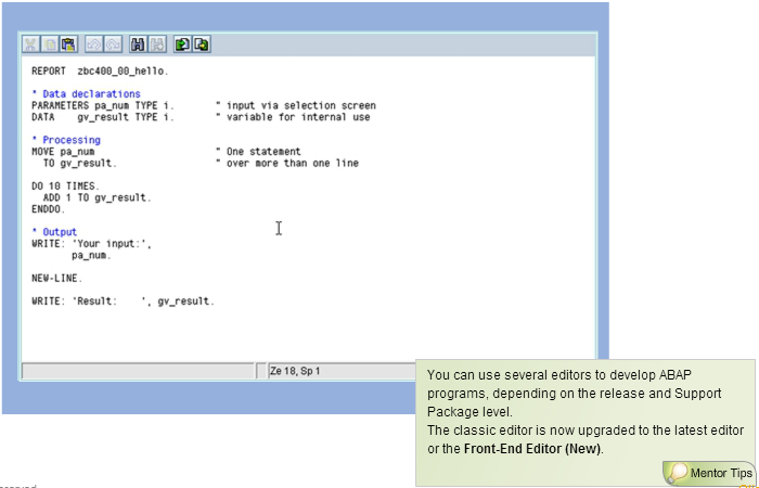 Sapsystemsofreza Taw10 Introduction To The Abap Workbench