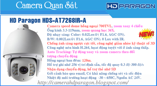 Camera Speedome HD Paragon HDS-AT7268IR-A - Zoom 4 chiều - Zoom quang 36X - Camera HD Paragon ...