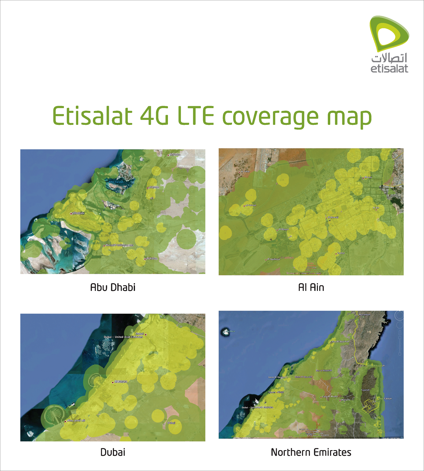 NoBs - أخبار التجارة و الأعمال: Etisalat 4G (100Mbps) coverage in UAE