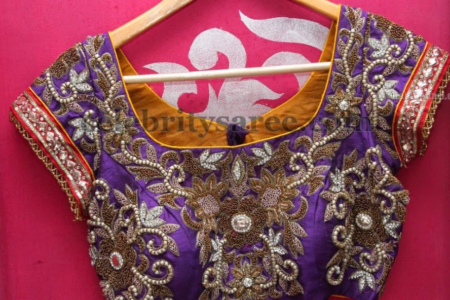 Zardosi Work Purple Blouse - Saree Blouse Patterns