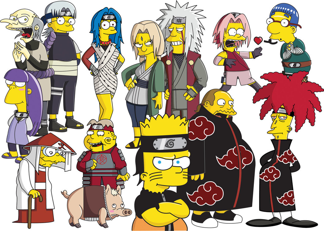 All cast of The Simpsons Family crossover with Naruto | Anime Jokes ...