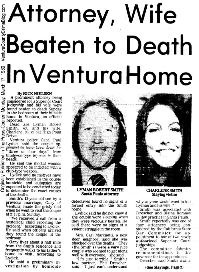 Ventura County's Cold Cases: Charlene & Lyman Smith: Article: Attorney ...