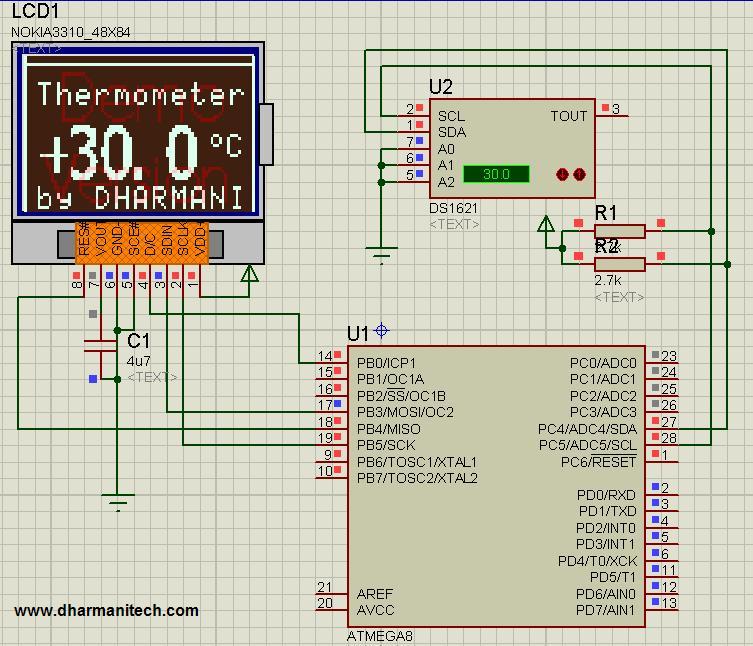 Design with Microcontrollers: Thermometer using DS1621 and Nokia 3310 ...