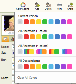 Family Tree Maker User: Color Coding