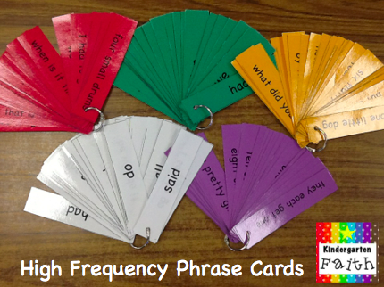 Kindergarten Faith: Phrase Cards - High Frequency Words & Fluency