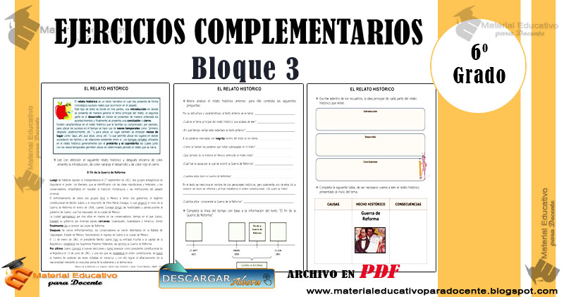 Material Educativo: Ejercicios Complementarios del Bloque 3 Sexto Grado
