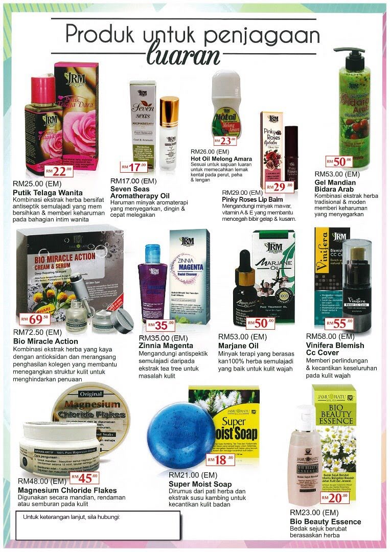 SUKARELAWAN SURI : PRUDUK-PRODUK KESIHATAN JRM