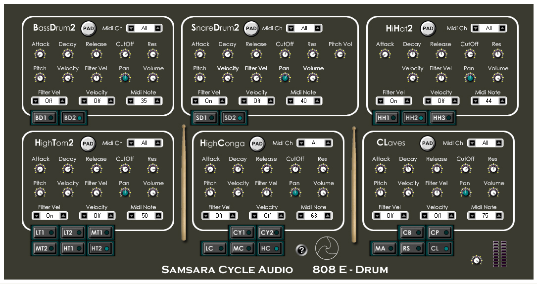 Samsara Cycle Audio: 808 E DRUM - Virtual Electronic Drum VSTi FREE