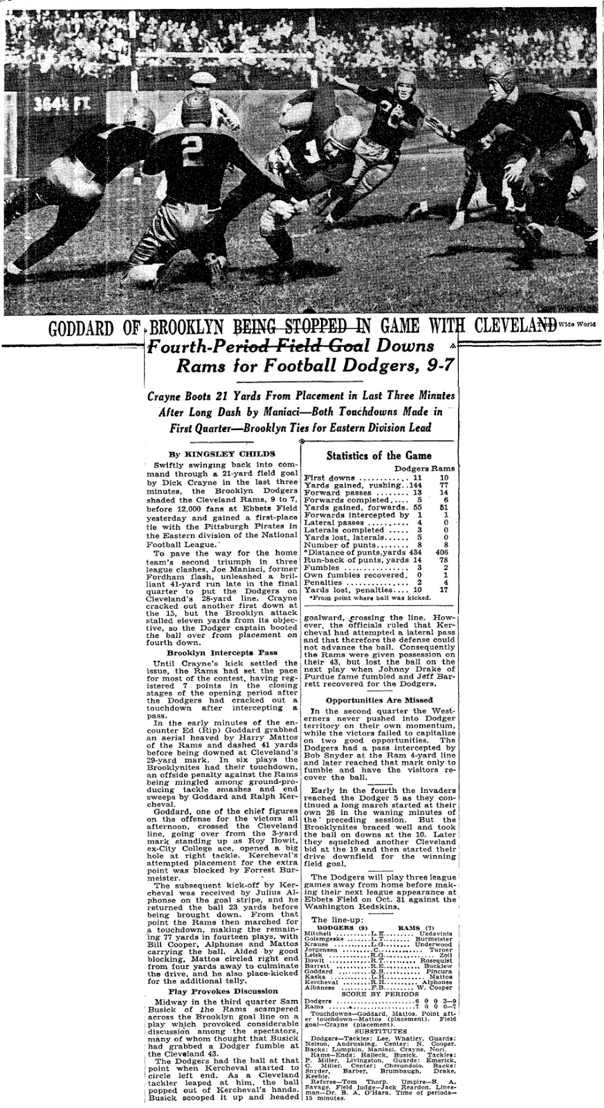 Bill's Update Blog: 1937 Cleveland Rams