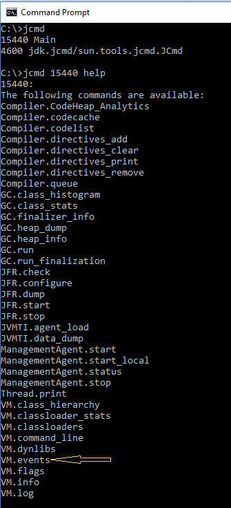 Inspired by Actual Events: JDK 13: VM.events Added to jcmd
