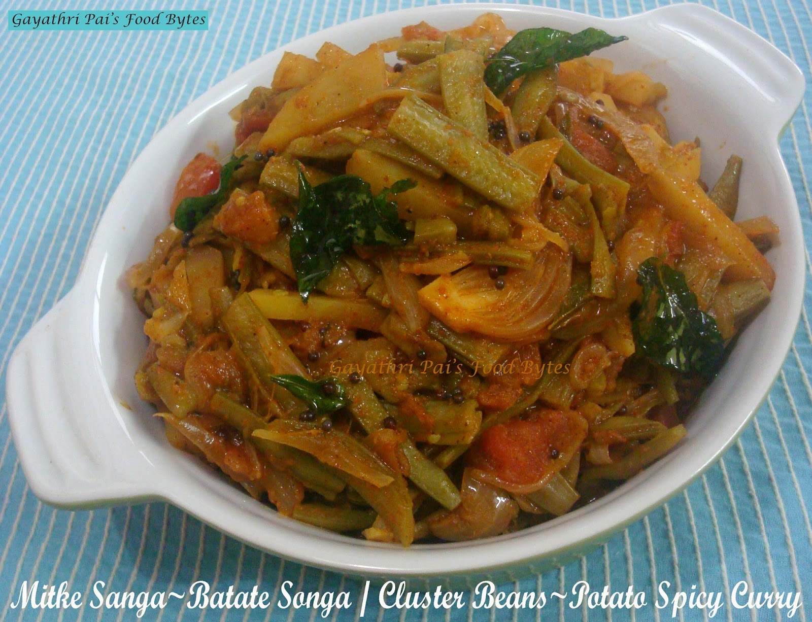 Gayathri Pai's Food Bytes: Mitke Sanga ~ Batate Songa / Cluster Beans ...