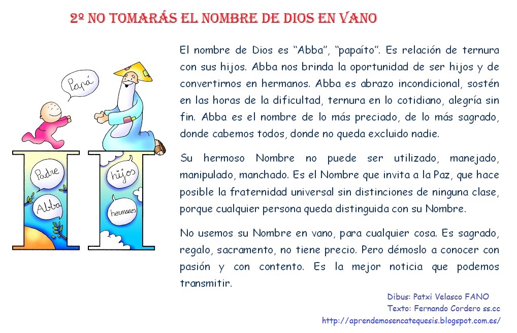 Segundo Mandamiento Para Niños