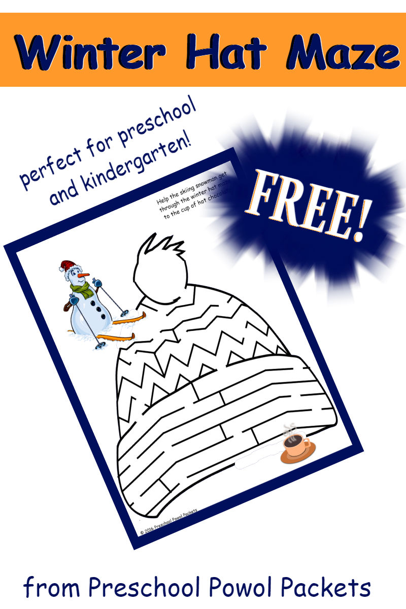 {FREE} Winter Hat Preschool Maze | Preschool Powol Packets