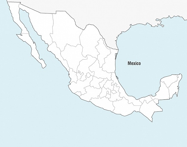 Mapa de México sin Nombres