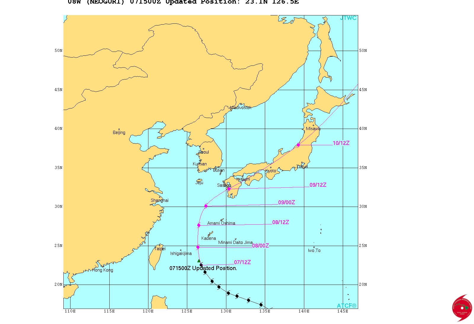 Category-4 Equivalent Typhoon No.8 (Neoguri) Moving Toward Okinawa ...