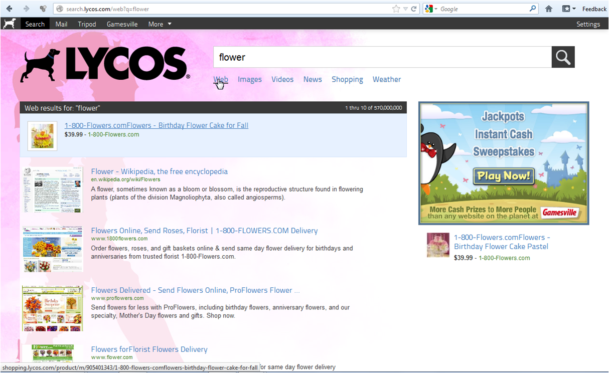 I am Just an Ordinary Girl: Lycos Search Engine