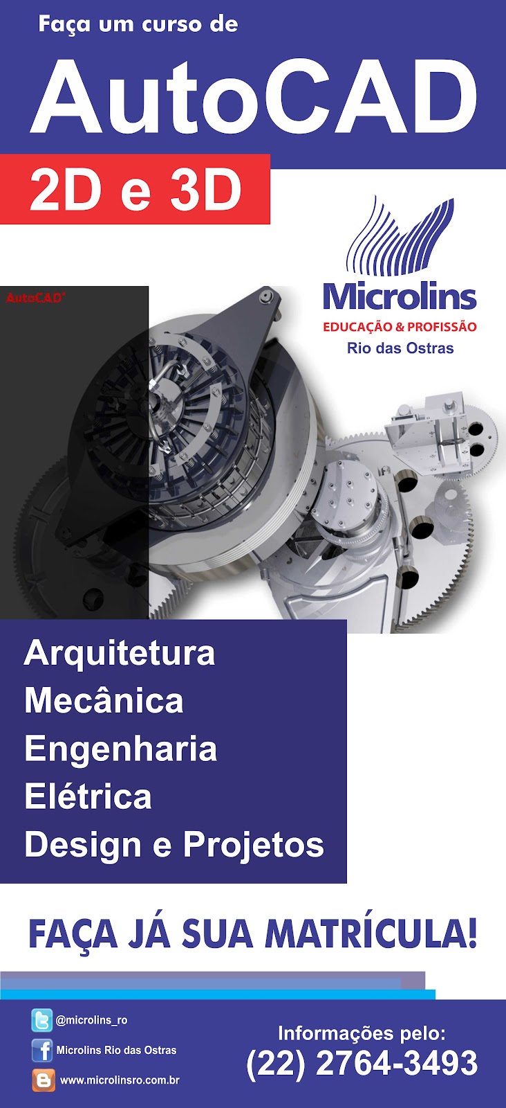 Microlins Rio das Ostras: Autocad 2D e 3D - Conheça o curso.