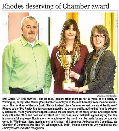 Wilmington Chamber of Commerce News: Employee of the Month ~Sue Rhodes