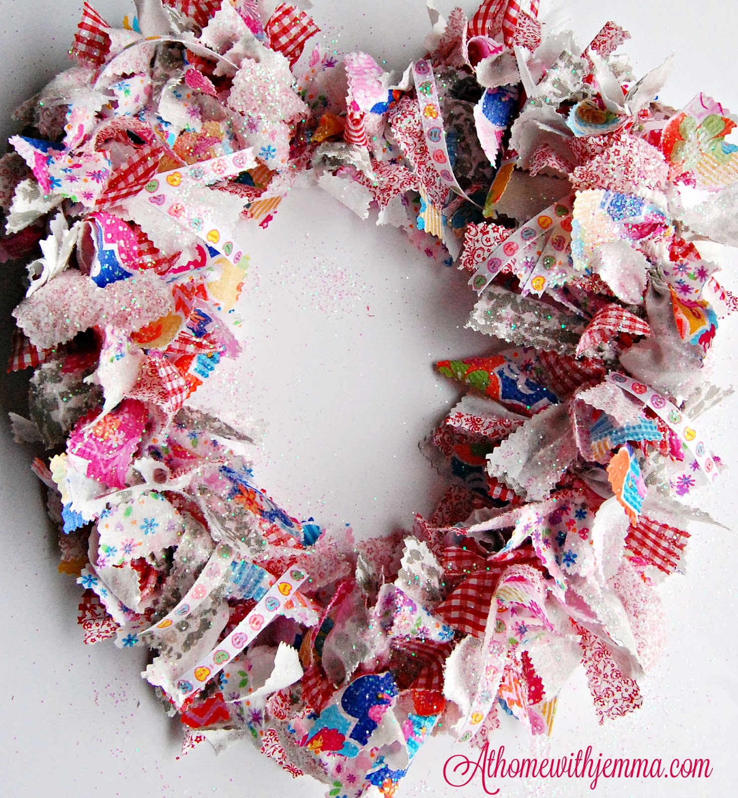 DIY Valentine Rag Wreath - At Home with Jemma