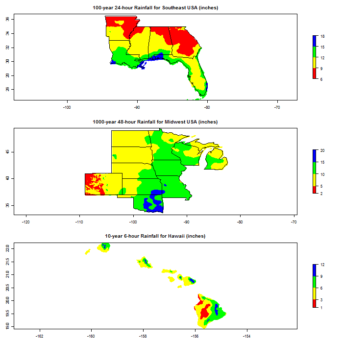 New R package rainfreq: Rainfall Frequency (or Design Storm) Estimates ...