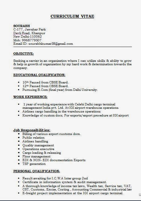Sample Resume Format For Freshers Bcom - Resume Sample Resume Format For Freshers Bcom - Resume