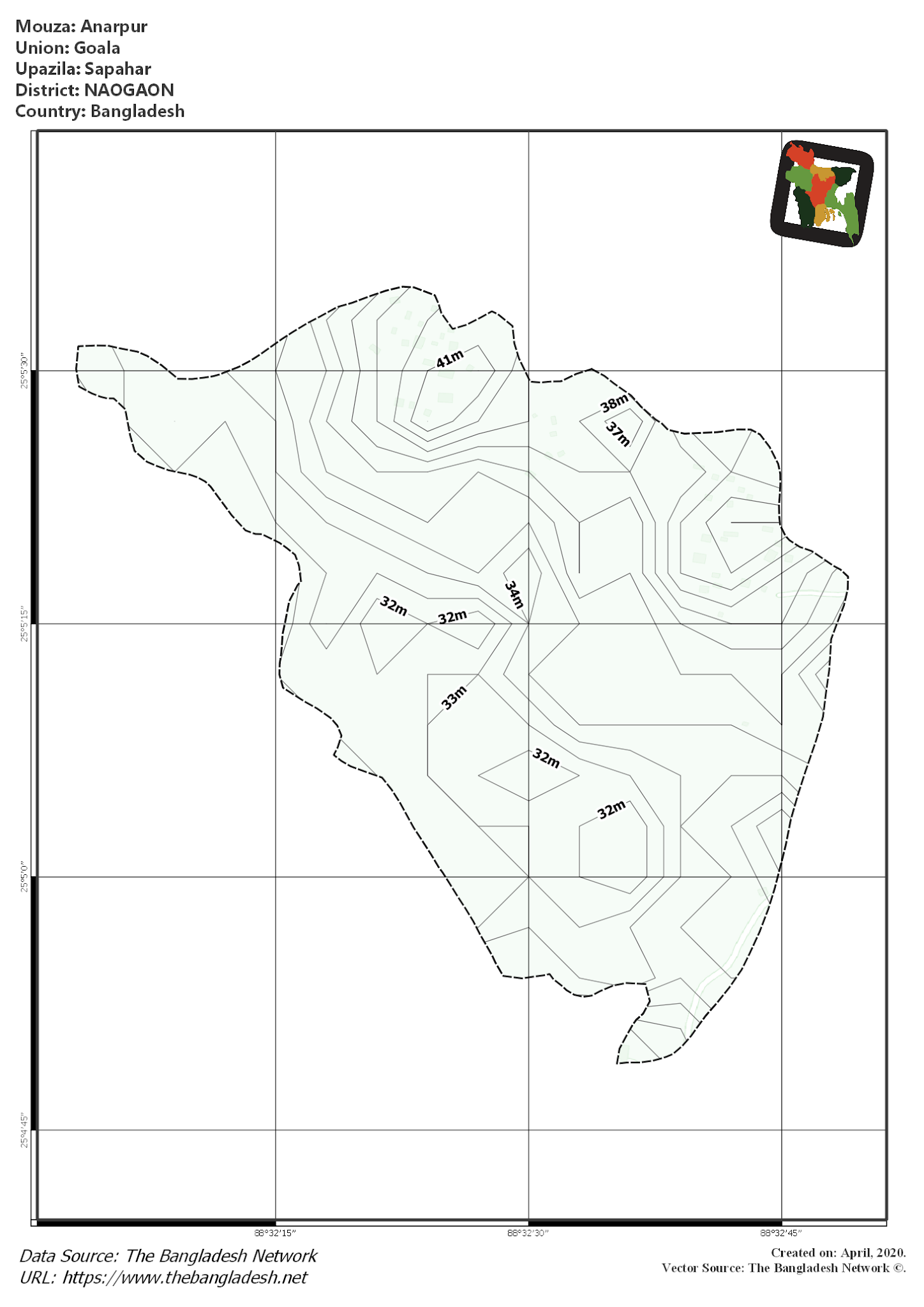 Map of Anarpur Mouza, Sapahar, Naogaon